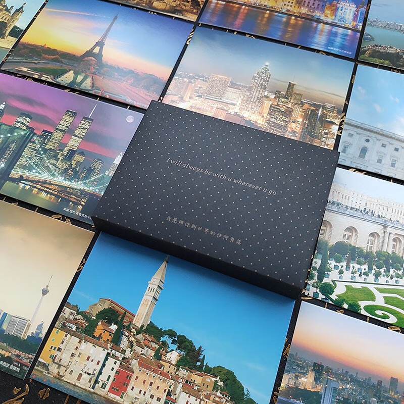 世界各地城市风景明信片ins中国内外旅游景点纪念品简约文艺贺卡 新 国外篇C款风景明信片33张 标注地名