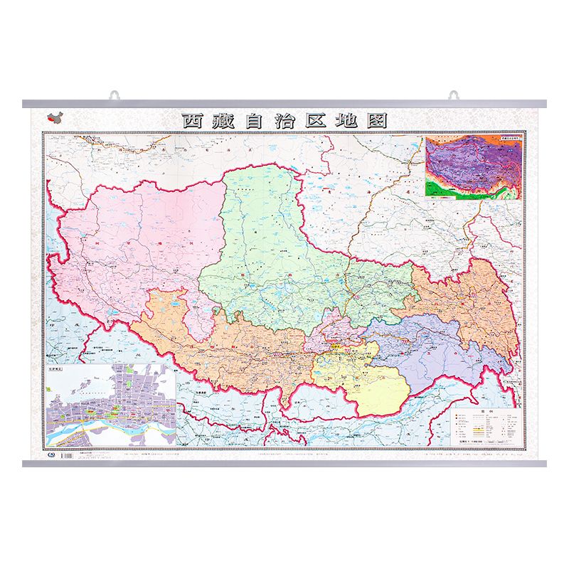 西藏自治区2022新版中国和世界高清学生 挂图【送安装挂件】 共1张 中国地图 高清覆膜