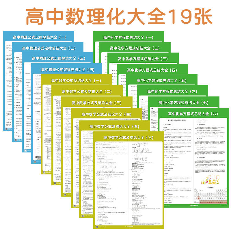 【现货速发】高中知识点分类梳理汇总挂图套装语文英语数学物理化学 高中数理化19张
