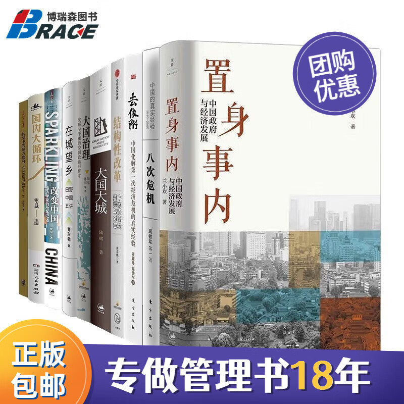 中国经济10本套：置身事内+八次危机+去依附+大国大城+结构性改革+在城望乡+改变中国+大国治理+国内大循环+转型中的地方政府 兰小欢、陆铭等著/经典历史企业管理书籍团购送朋友 中国经济10本