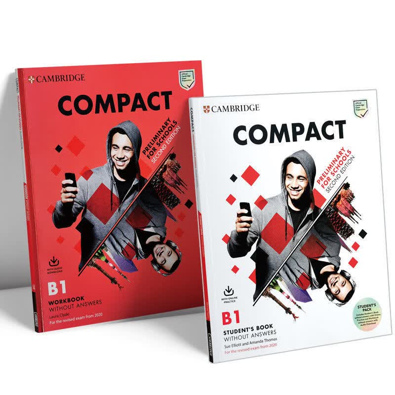 2020剑桥PET备考试Compact Key Preliminary for Schools B1教材 课本+练习册
