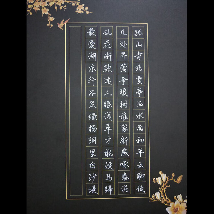 白字黑底方格硬笔书法纸比赛专用作品纸黑卡纸白笔专用练习a4 单款56格子50张 56格子50张