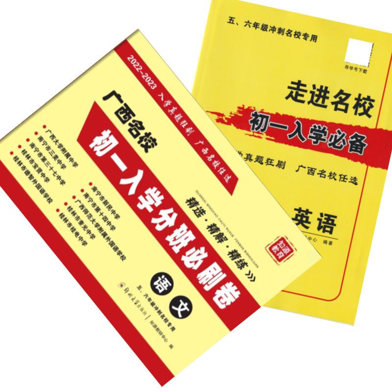 2022广西名校入学分班卷南宁桂林柳州玉林百色贺州钦北防测试 语文+英语（2本）