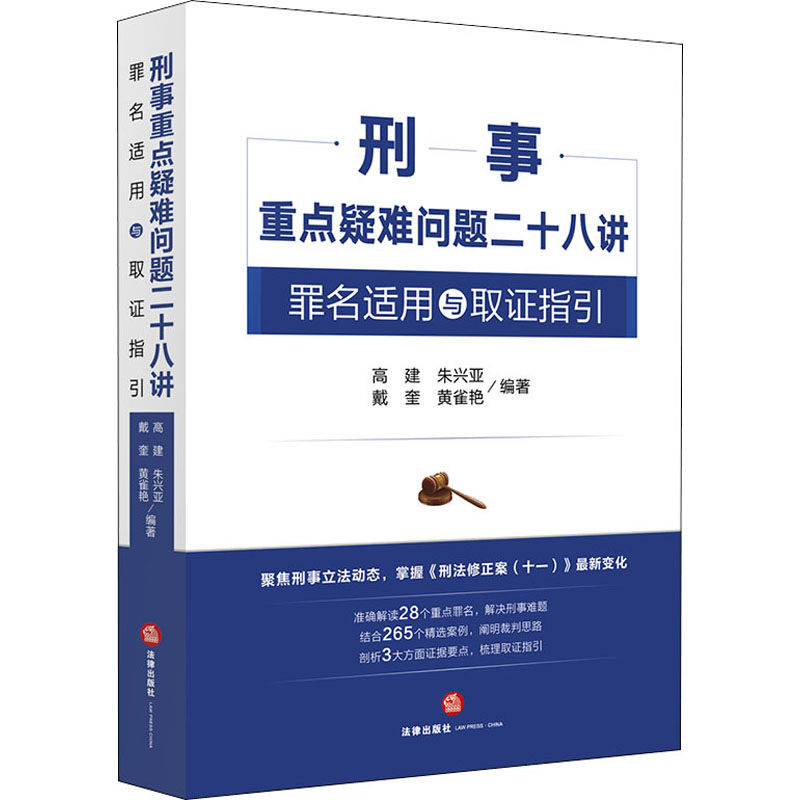 刑事重点疑难问题二十八讲(罪名适用与取证指引) 高建 朱兴亚 戴奎 黄雀艳编 书籍