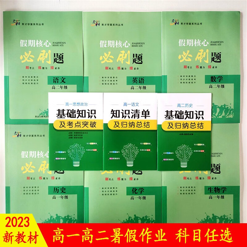 2023新版文轩育才学案系列丛书假期核心必刷题高一高二年级语文数学英语物理化学生物学地理历史思想政治随书附带手册本高中全科暑假作业习题本 假期核心必刷题 高一年级 语文