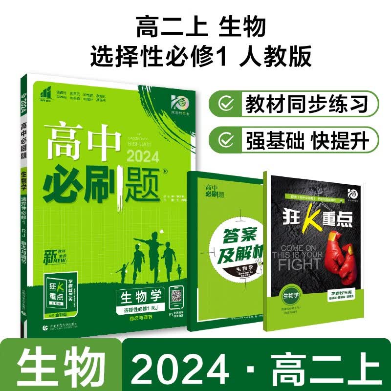 2024高中必刷题 高二生物学 选择性必修1 稳态与调节 RJ 配人教版教材同步练习册 分题型强化练习 理想树 可搭高考必刷题合订本42套试卷五年高考三年模拟高考一二三轮总复习资料书
