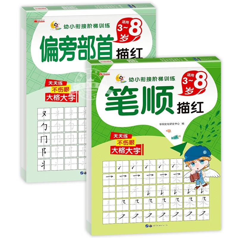 幼小衔接阶梯训练（2册）笔顺描红+偏旁部首 幼儿园学前必备老师推荐幼升小入学知识3-8岁