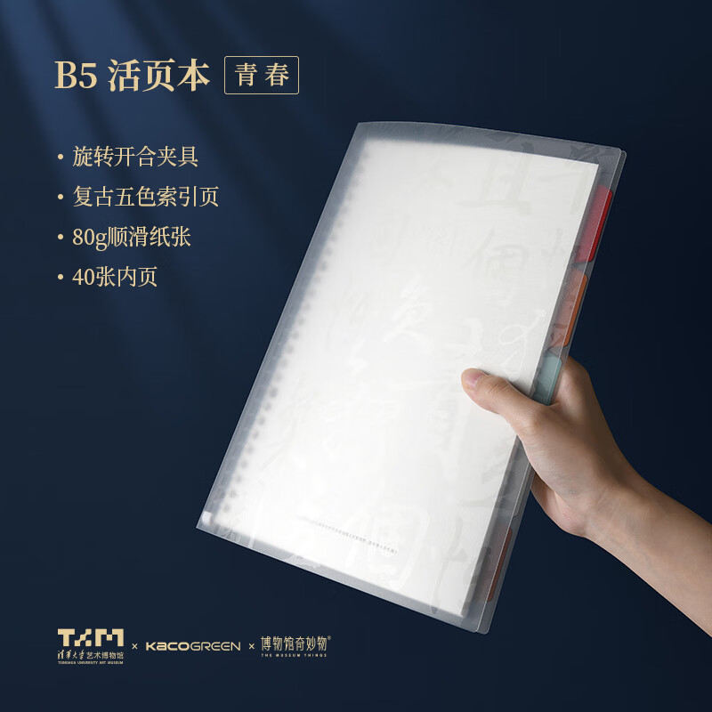 KACO活页本清华大学艺博联名文创可拆卸活页纸b5本子磨砂外壳活页夹高颜值考研记事本手账本活页夹b5笔记本 清华艺博联名B5活页本