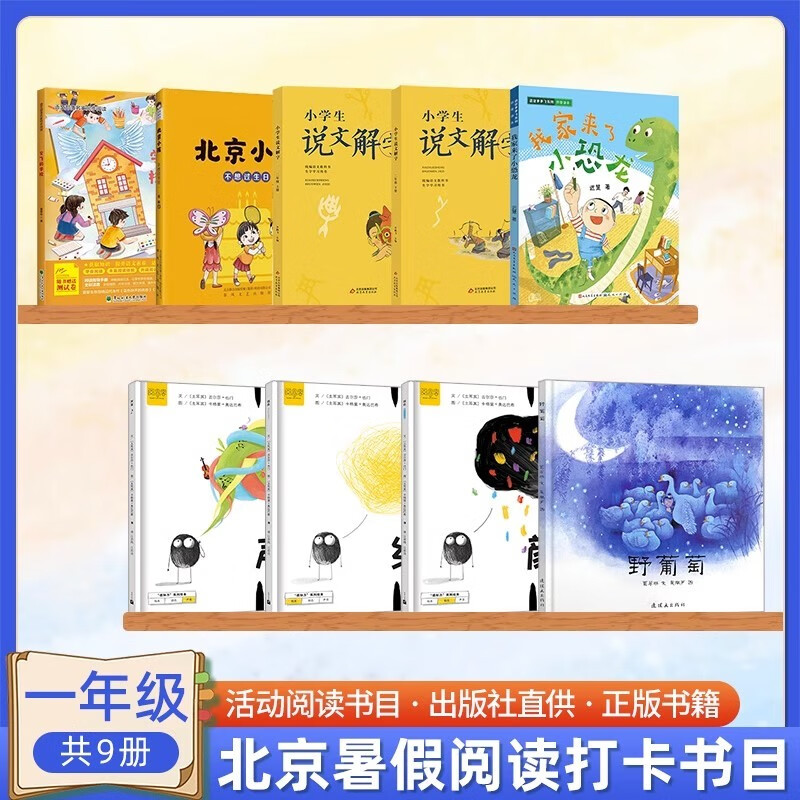 2023年一年级北京暑假阅读书目9册会飞的学校北京小孩感知力绘本说文解字我家来了小恐龙野葡萄小学生课外阅读书籍读物 北京暑假阅读书目全套9册