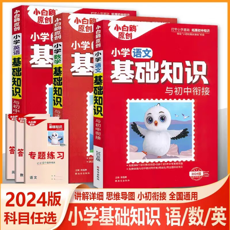星空卷小升初2024小白鸥原创小学语文数学英语基础知识文言文186篇古诗词集252篇小升初满分作文重点中学招生真题卷数学易错题英语完形填空与阅读理解小白鸥小升初真题卷2024 【3本】小白鸥小学基础知