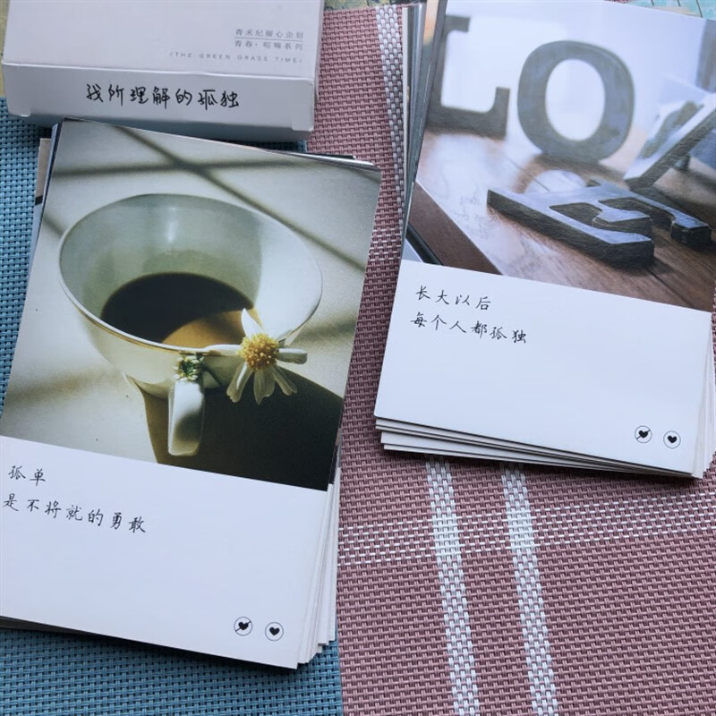 遇见未来的你 30张文艺小清新卡片 暖心文字配图片明信片 深卡其布色 我所理解的孤独