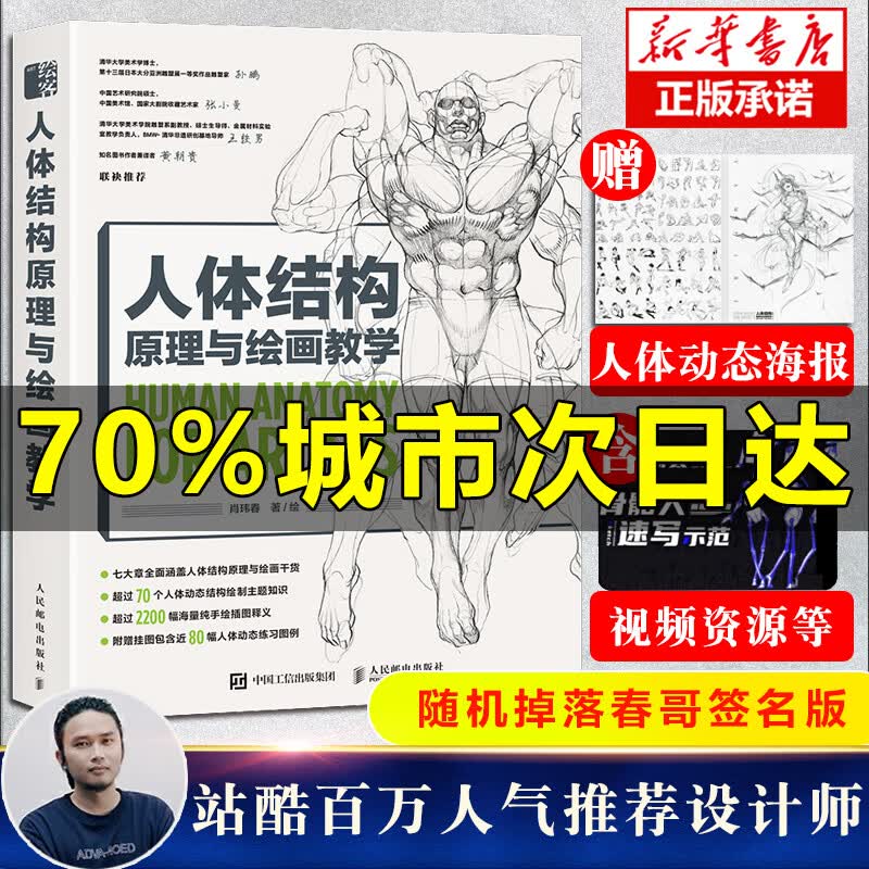 【随机掉落签名】人体结构原理与绘画教学肖玮春 画画的春哥  插画人物结构造型绘画零基础入门自学教材临摹
