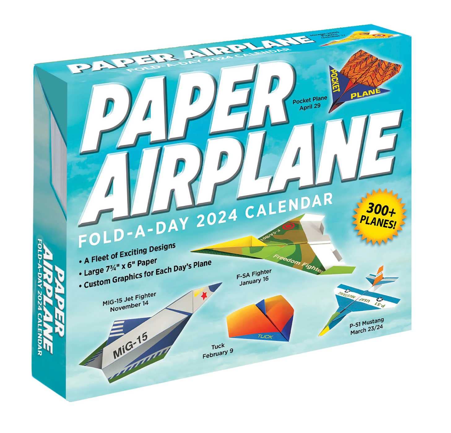 纸飞机2024年日历 每天一页折纸 创意纸模型 Paper Airplane Fold-A-Day Calendar 英文原版 进口台历 手工DIY 新年礼物