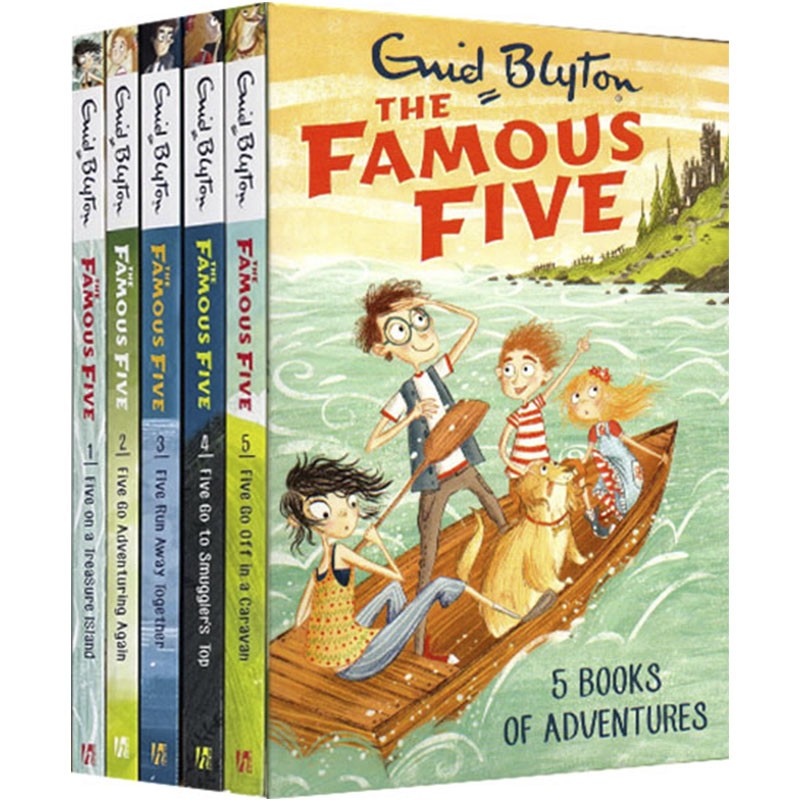 英文原版 The Famous Five 5-Book Collection 五个小伙伴历险记 5册 新版 友谊冒险 青少年英语课外探险小说 绿山墙图书专营店