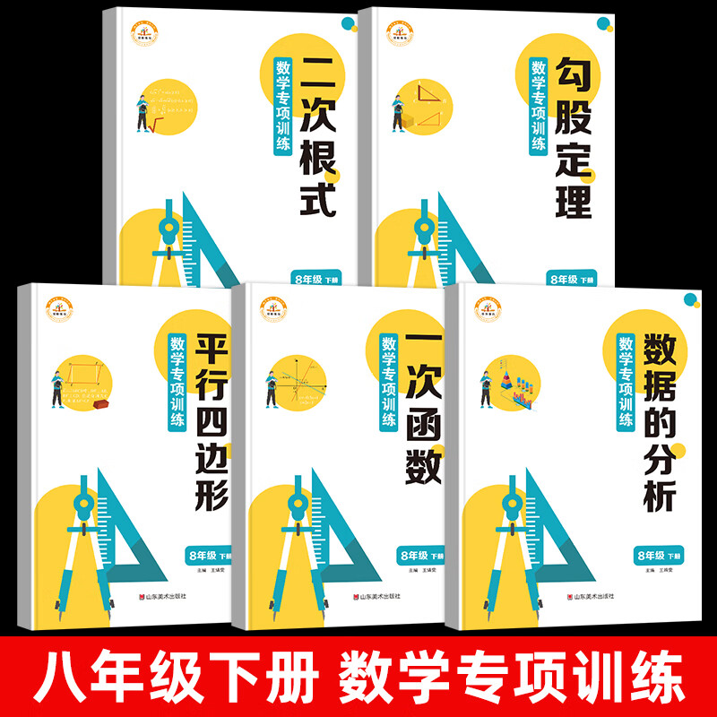 2023初二八年级数学专项训练平行四边形勾股定理二次根式一次函数数据的分析人教版八年级下册数学必刷题八年 数学专项训练【全套5册】 强烈推荐 八年级下