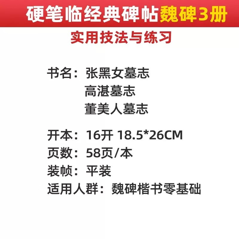 【可选单本】硬笔临经典碑帖实用技法与练习 楷书行书钢笔字帖 黄庭经王羲之圣教序乐毅论文徵明离骚经草堂十志九成宫醴泉铭曹全碑兰亭序灵飞经楷书行书隶书魏碑实用技法 【3本】高湛墓志+张黑女墓志+董美人墓志