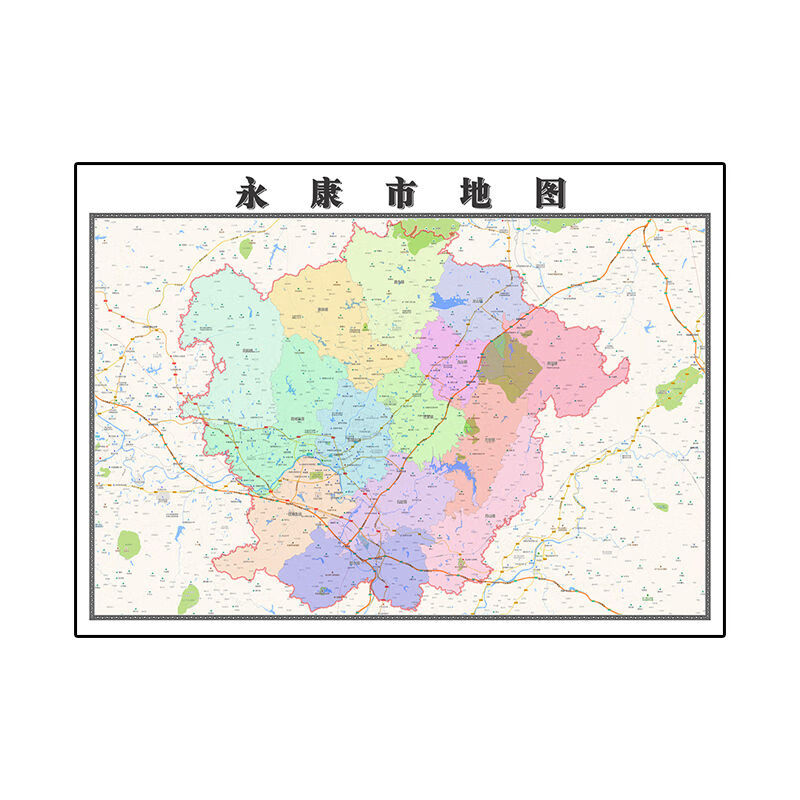 永康市地图1.1m浙江省金华市新版防水办公室书房装饰画会客厅贴画 不覆膜