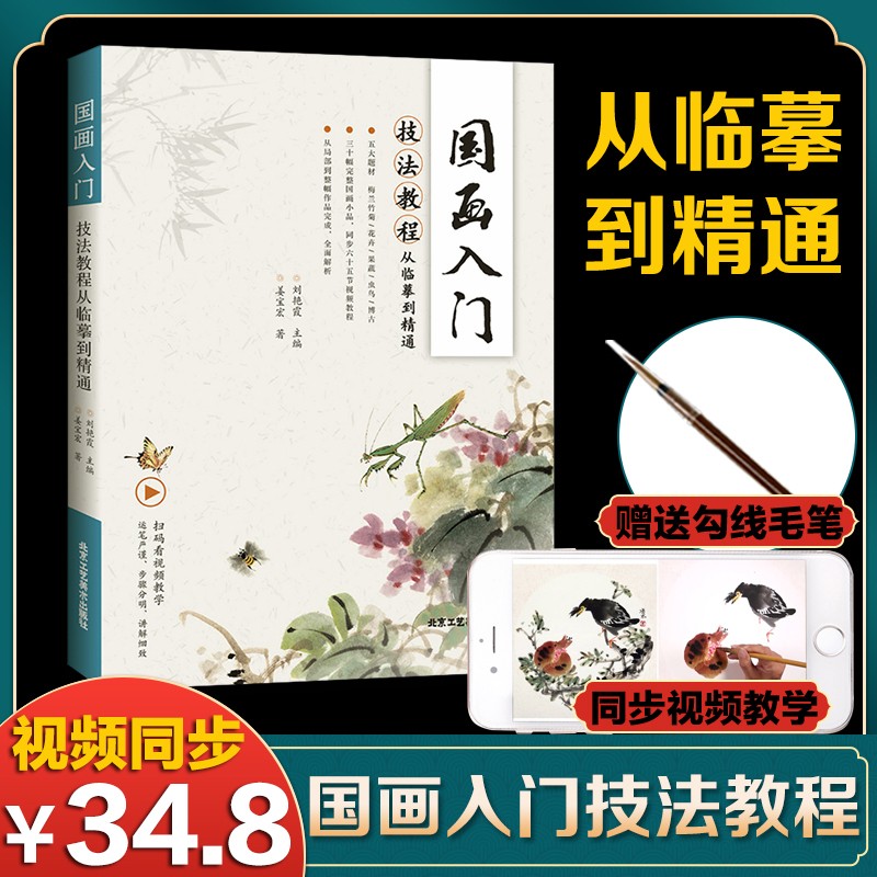 【赠勾线毛笔+同步视频课】国画入门技法教程从临摹到精通姜宝宏著 国画临摹画册 梅兰竹菊 国画初学者入门教程书籍