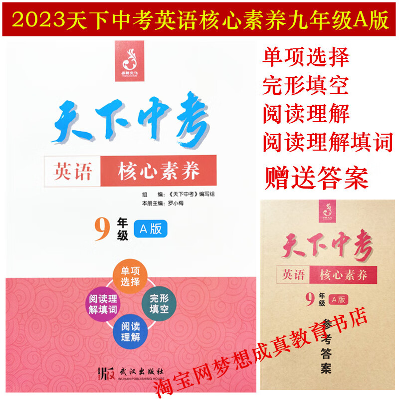 【武汉直发】2023天下中考英语核心素养提升9九年级A版B版单选完形填空阅读 天下中考英语九年级A版 初中通用