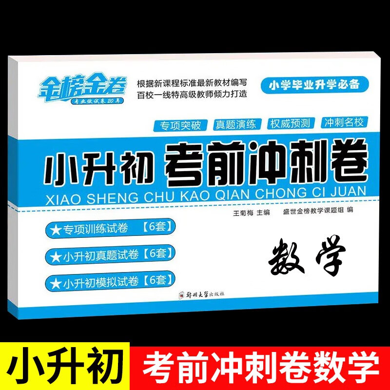 小升初真题卷2023人教版北师大版语文数学英语考前冲刺试卷全套通用版小学六年级下册试卷小升初总复习必刷题6年级下册专项训练练习册分班模拟考试暑假衔接作业 数学试卷单本