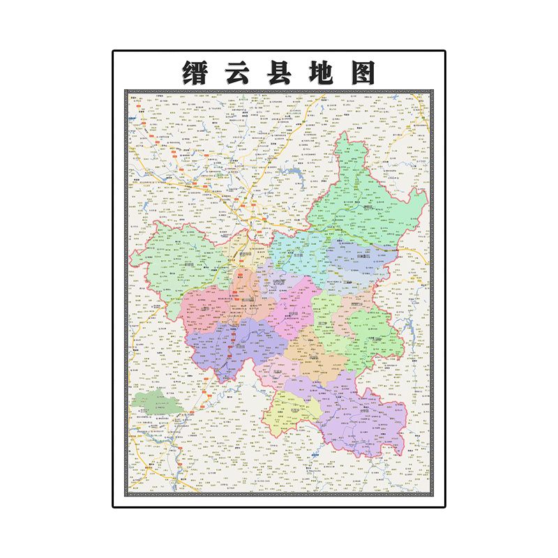 缙云县地图1.1m浙江省丽水市高清新版装饰画大幅客厅办公室背景墙 不覆膜