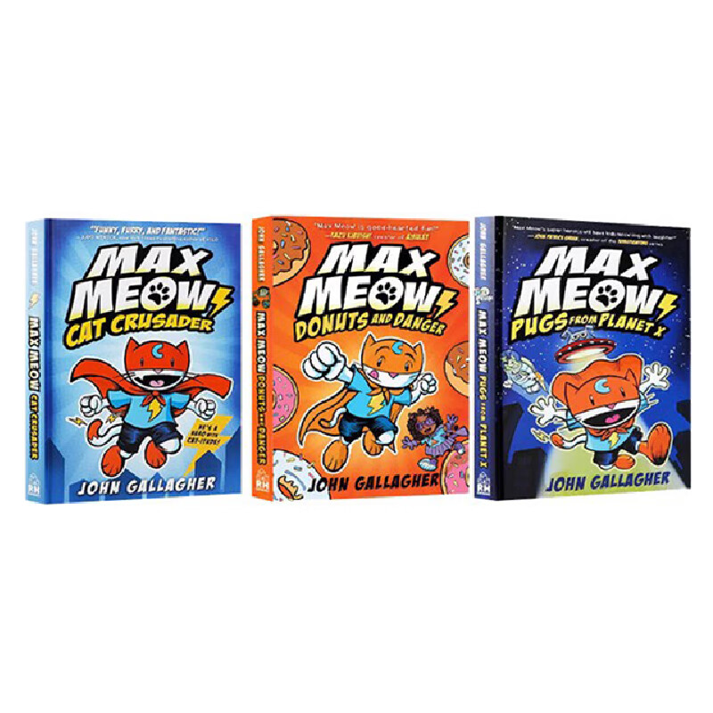 英文原版 Max Meow 3册 精装全彩漫画书绘本 爆笑漫画故事书 中小学英语课外阅读