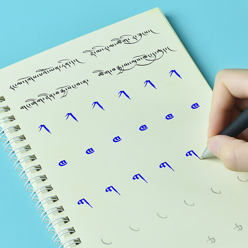 藏语字帖小学生儿童初学者藏文字母笔顺凹槽练字帖反复使用成年基础入门硬笔书法练字本 书法练字本
