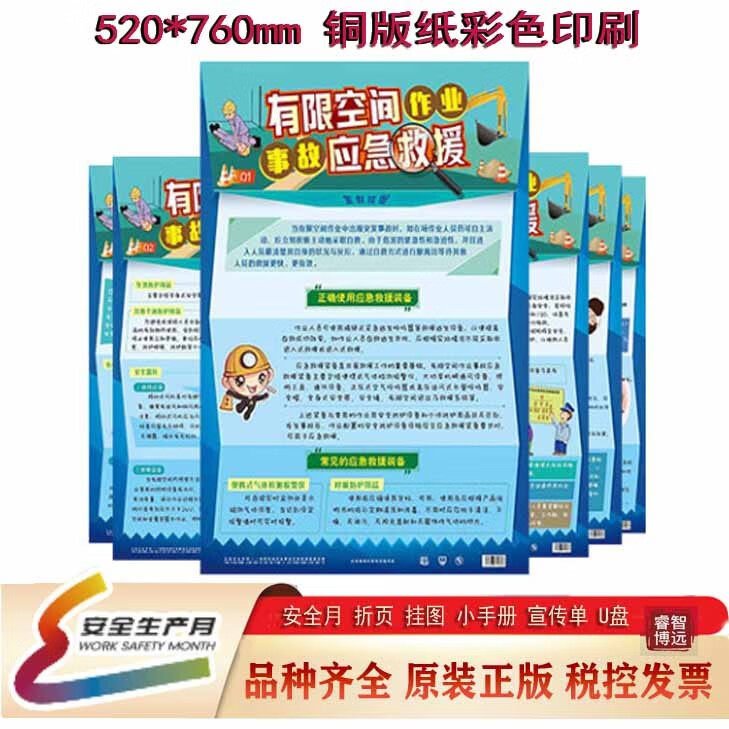挂图 有限空间作业事故应急救援宣教挂图4张/套