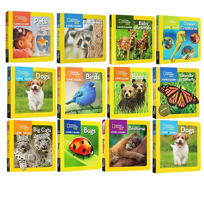 预售 英文原版 美国国家地理启蒙纸板书 动物套装 12册 National Geographic Kids Look and Learn 边看边学 儿童启蒙故事绘本 . 梦想童趣城