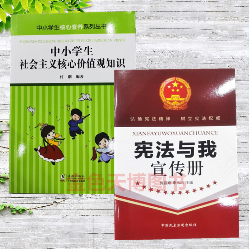 2册中小学生社会主义核心价值观知识 中小学生核心素养系列丛书+“宪法与我”宣传册 宪法普法宣传册
