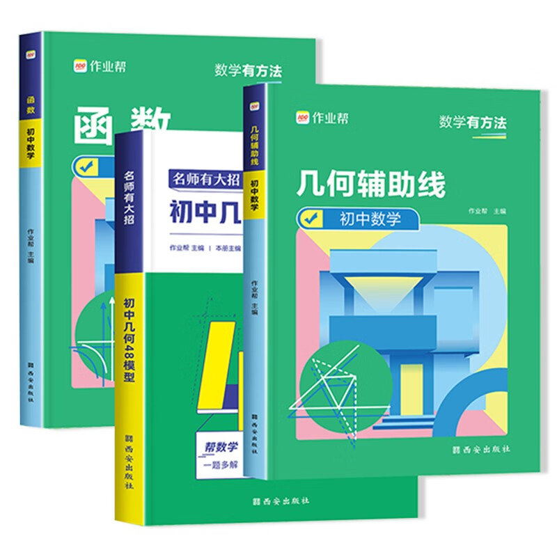 初中生数学有方法（共3册） 几何辅助线+48模型+函数 七八九年级中考冲刺数学解题规律方法与技巧书