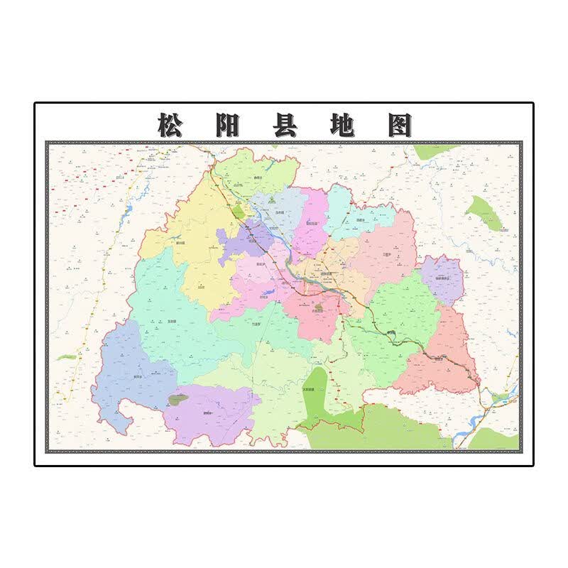 松阳县地图1.1m浙江省丽水市高清防水彩色行政交通家用办公装饰画 覆膜