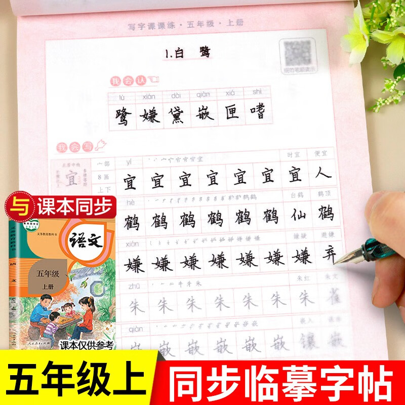 【同步教材】五年级上册字帖 语文同步练字帖 人教版上 小学生写字课课练小学的生字抄写练习册部编版钢笔写字帖 练字天天练描红本 五年级上册字帖