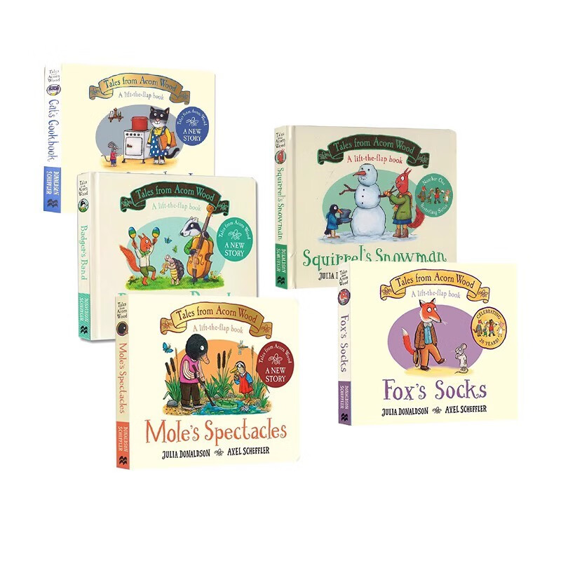 英文原版 咕噜牛系列 Julia Donaldson Axel Scheffler 原版启蒙 图画故事绘本 橡树林的故事 20周年新版5册 纸板翻翻书