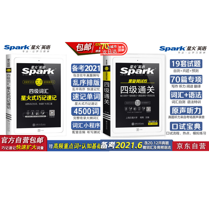 星火英语 四级通关+四级星火式巧读速记词汇（京东套装共2册）
