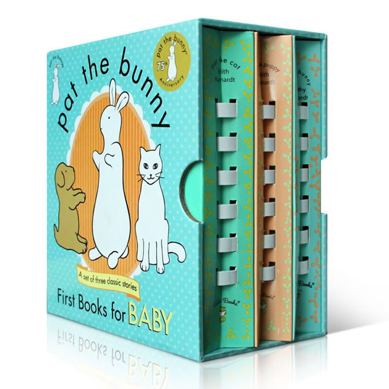 英文原版拍拍小兔子 Pat the Bunny puppy CAT 3册盒装纸板书