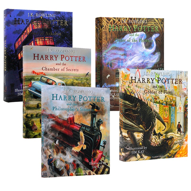 哈利波特精装彩绘插图版1-5五册 吉姆凯Harry Potter 英文原版 JK罗琳