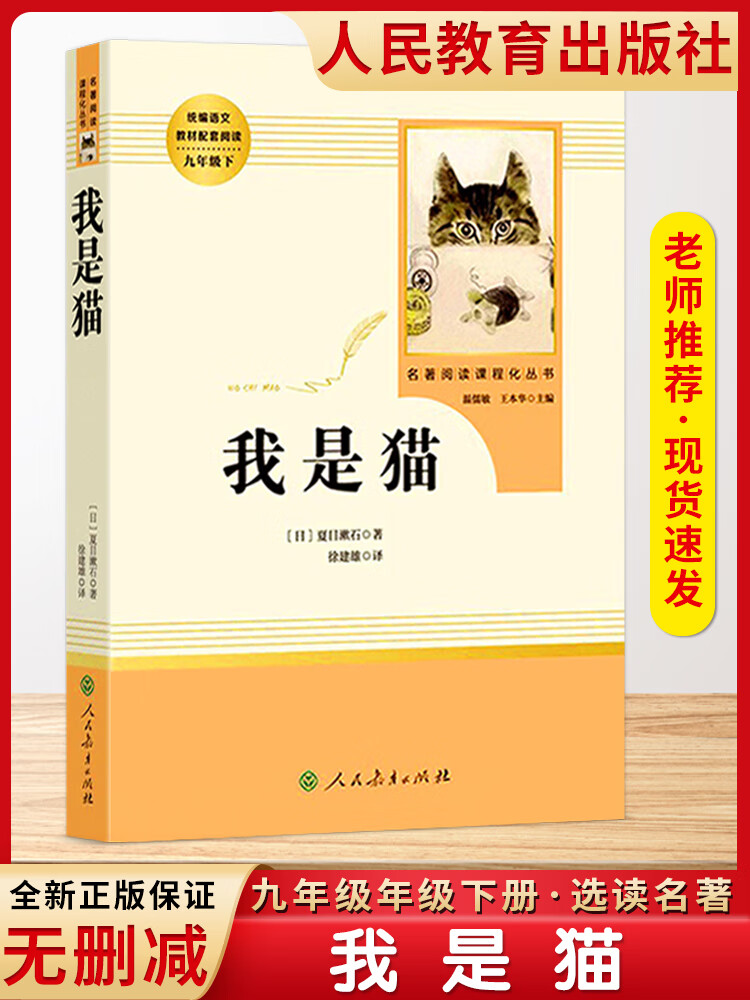 艾青诗选九年级人民教育出版社水浒传名著原著阅读导练初三上册必选读书目世说新语聊斋志异唐诗三百首泰 【9下选读人民教育】我是猫