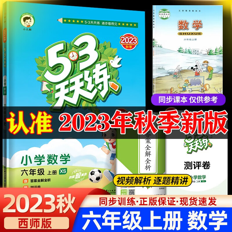 2023秋新版 53天天练六年级上册下册语文数学英语人教版北师苏教西师外研北京版小儿郎5.3测评卷五三加5+3练习题小学6下同步训练测试卷 六年级上册【数学】西师版