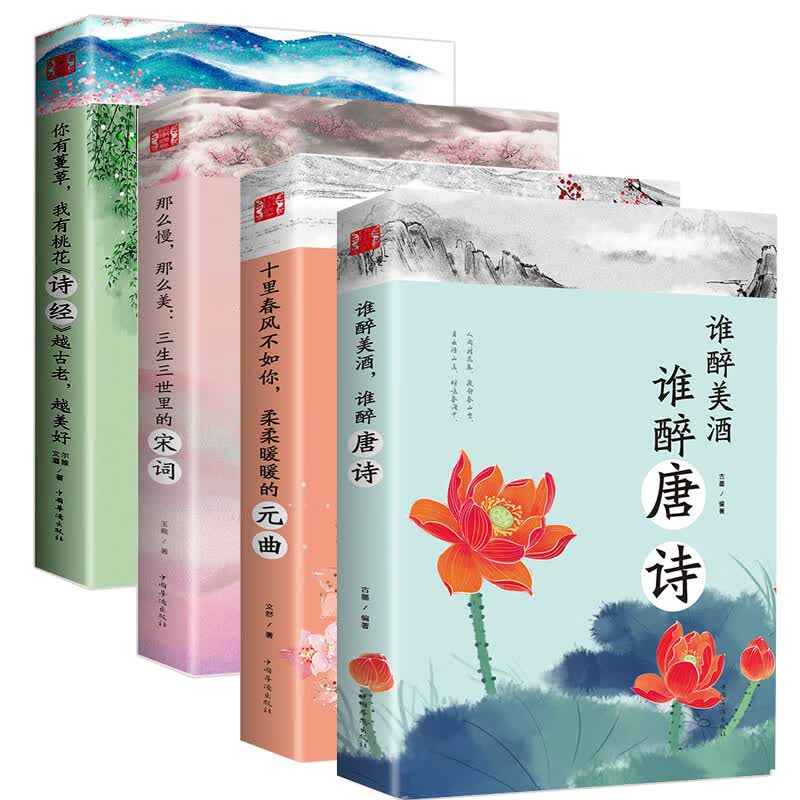 全4册 中国美古诗词大全 谁醉美酒谁醉诗词 诗经鉴赏书籍 三生三世里的宋词 十里春风不如你 全套经典古诗词