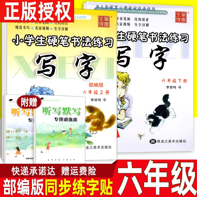 写字课课练一二三四五六年级上册下册 部编人教版 李放鸣小学生字帖铅笔钢笔楷书正楷硬笔书法临摹练字帖 六年级上册下册 共2本