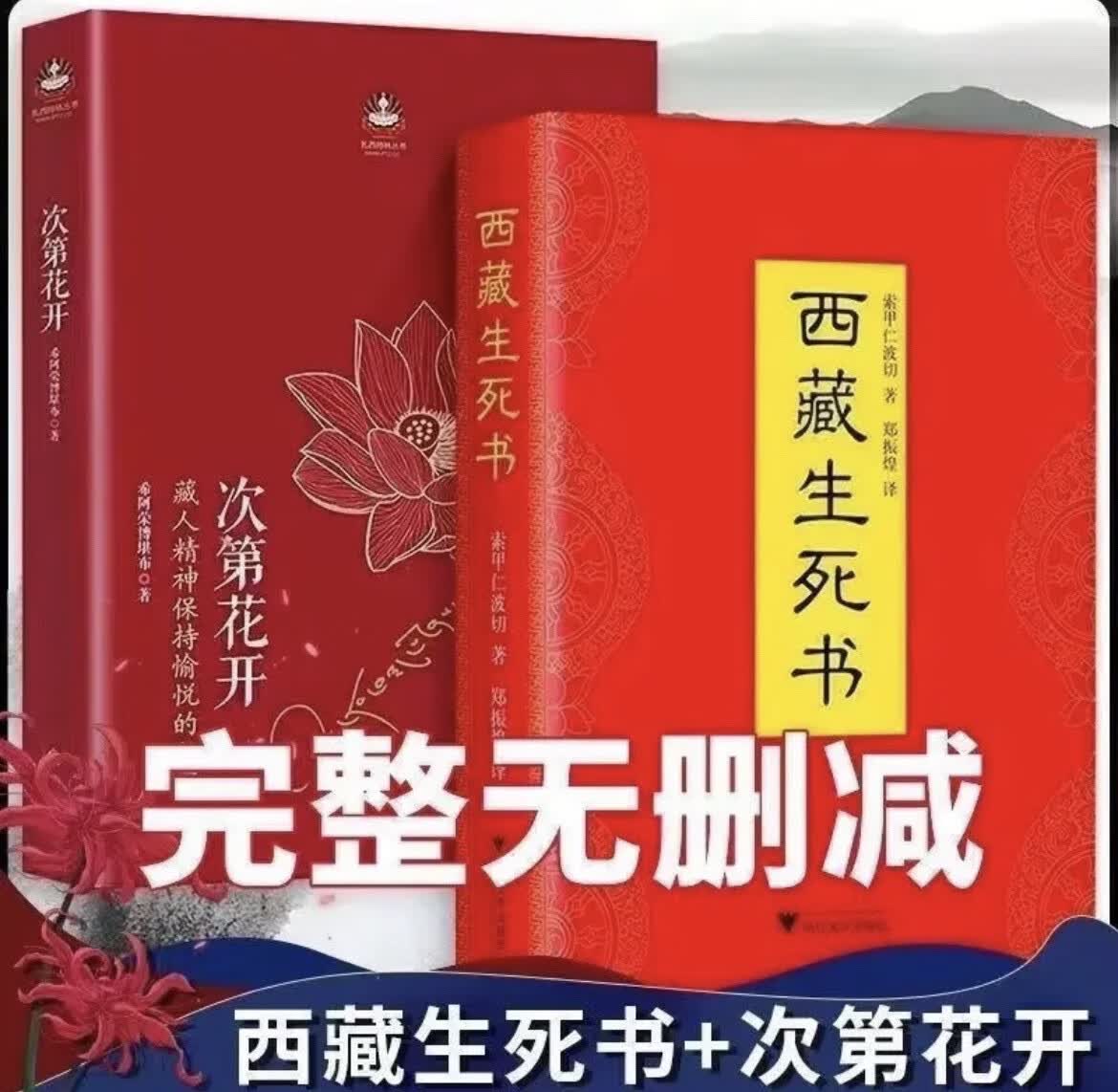 西藏生死书索甲仁波切著西藏生死书精华普及本一日一课次第花开佛教哲学书 西藏生死书+次第花开
