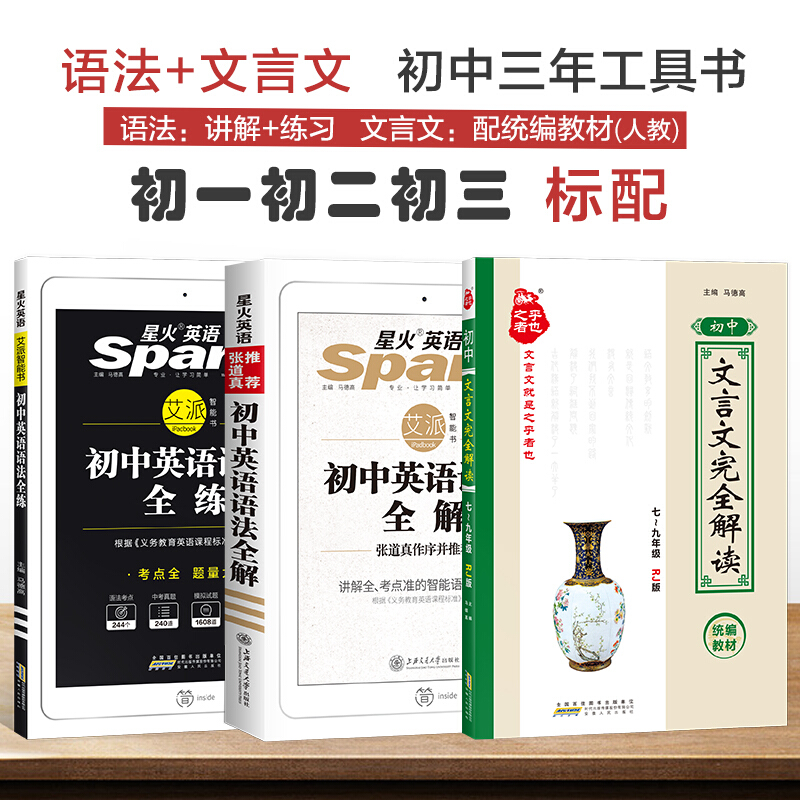 正规星火英语初中英语语法全解全练初中文言文完全解读人教版初一初二初三年级英语专项训练中考总复习资料中考1