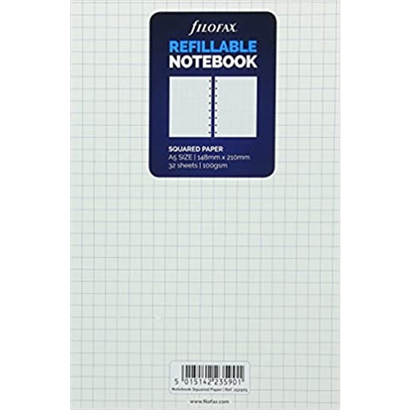 Filofax A5 Notebook refill - squared paper whi