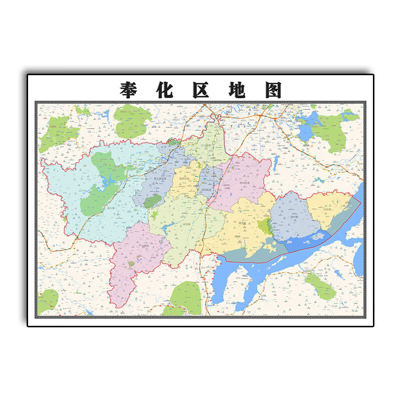 奉化区地图1.1米浙江省宁波市办公室会议室客厅新版高清装饰画 不覆膜
