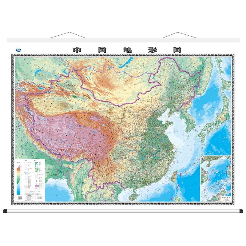 2022中国地形图挂图 卷轴精品 2米x1.5米 中国地图挂图 平面地形图 卷轴精品 精装 覆膜