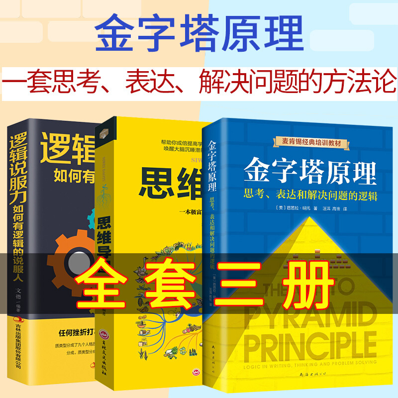金字塔原理 麦肯锡+逻辑说服力-如何有逻辑地说服人+思维导图 培训教材经济管理学职场创业企业管理成功 全三册