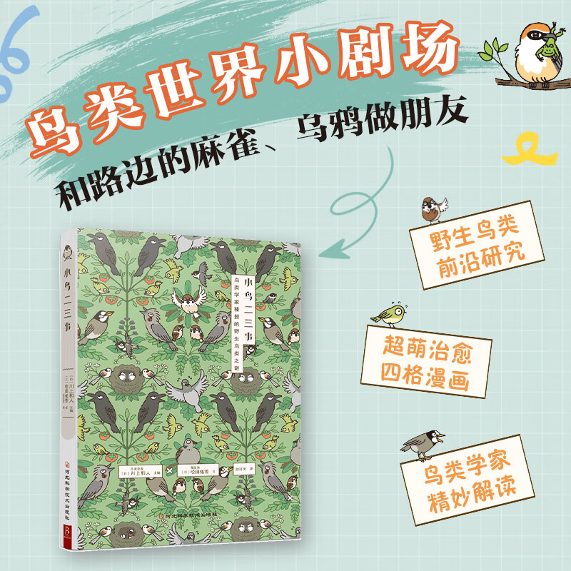 小鸟二三事 大百科书籍鸟类 萌治愈四格漫画，带你乱入鸟类世界小剧场！书籍知识百科 揭秘83种野生鸟类的行为特征 书中缘