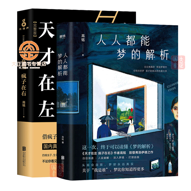 人人都能梦的解析+天才在左 疯子在右共二册 作者高铭著 新书致敬伟大的弗洛伊德心理学精神分析科普书