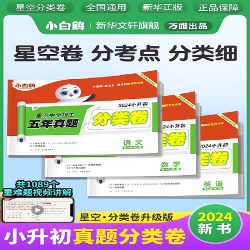 2024新星空小升初真题分类卷小白鸥语文数学英语小学升学专项训练分班考试卷小考总复习历年五年真题人教版六年级名校招生真卷 语文+数学+英语